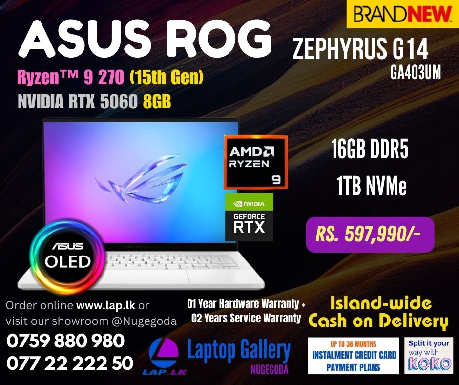 {Brand New} ASUS ROG Zephyrus G14 GA403UM (Ryzen 9 270 - 15th Gen) (RTX ...